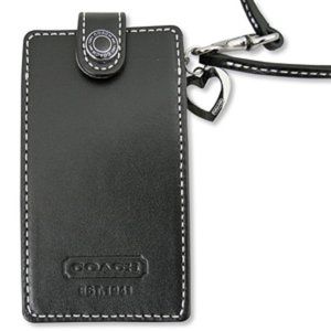 Coach | Accessories | Coach Leather Silver And Black Mini Ipod Case ...